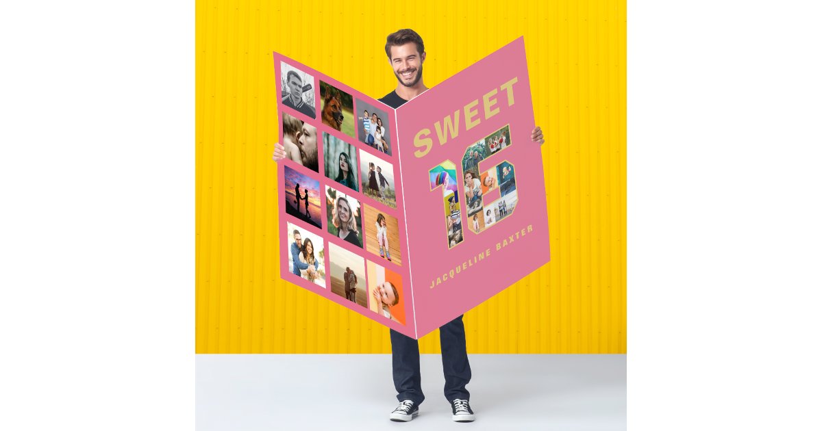 Pink Sweet 16 16th Birthday Photo Card | Zazzle