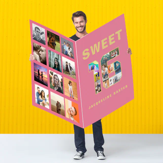 Pink Sweet 16 16th Birthday Photo Card | Zazzle