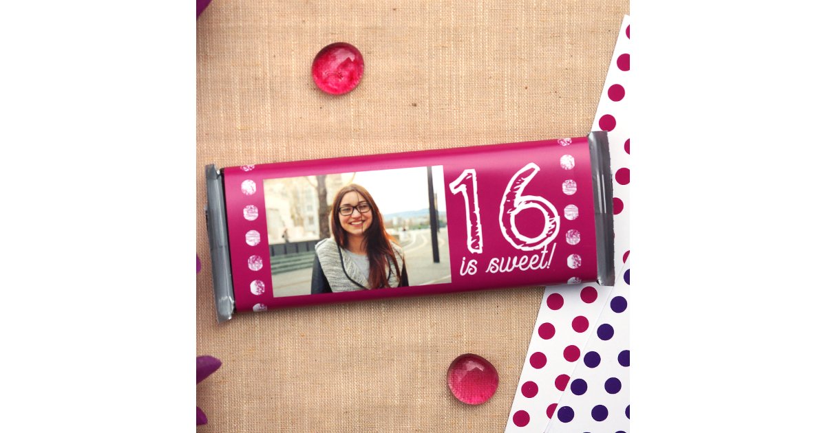 Pink Sweet 16 Birthday Candy Bar Wrapper | Zazzle