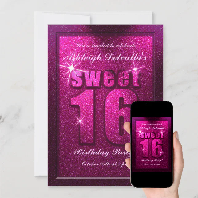 Pink Sweet 16 Birthday Party Invitation | Zazzle