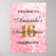 Pink Sweet 16 Gold Glitter Lights Welcome Poster | Zazzle