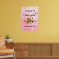 Pink Sweet 16 Gold Glitter Lights Welcome Poster | Zazzle