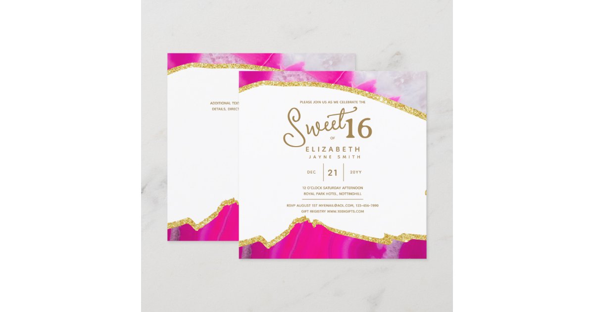 Pink SWEET 16 Modern Unique 16th Birthday Invitation | Zazzle