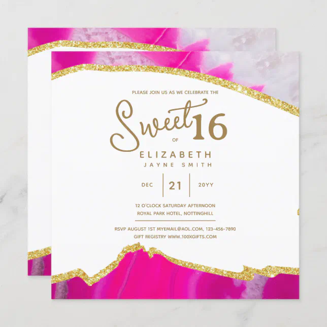 Pink SWEET 16 Modern Unique 16th Birthday Invitation | Zazzle