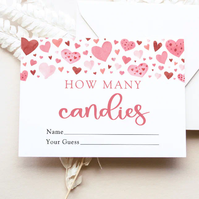 Pink Sweetheart Valentine How Many Candies Game Invitation | Zazzle