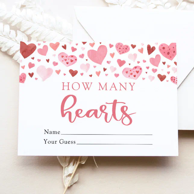 Pink Sweetheart Valentine How Many Hearts Game Invitation | Zazzle