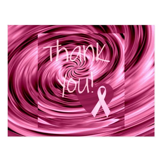 Pink Swirl Breast Cancer Thank You Postcard | Zazzle.com