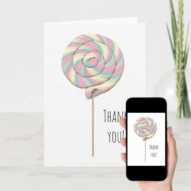 Pink Swirl Lollipop Greeting Card | Zazzle