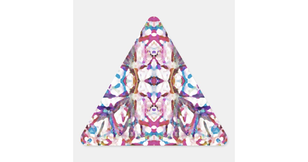 Pink Symmetrical Pattern Triangle Sticker | Zazzle