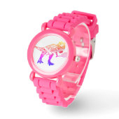 Pink T-Rex Dinosaur With Tennis Racket Watch | Zazzle