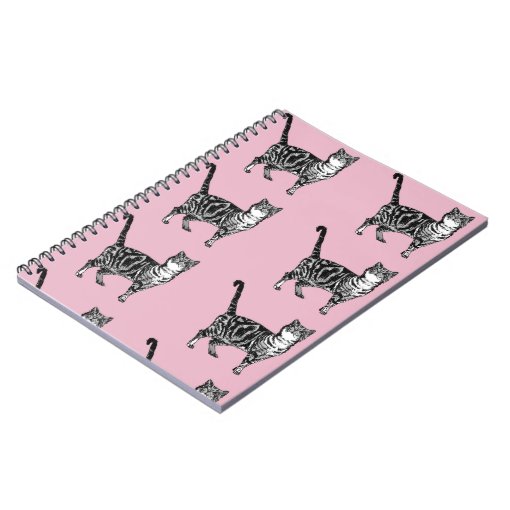 Pink Tabby Cat Cats cute striped Tabbies Notebook | Zazzle