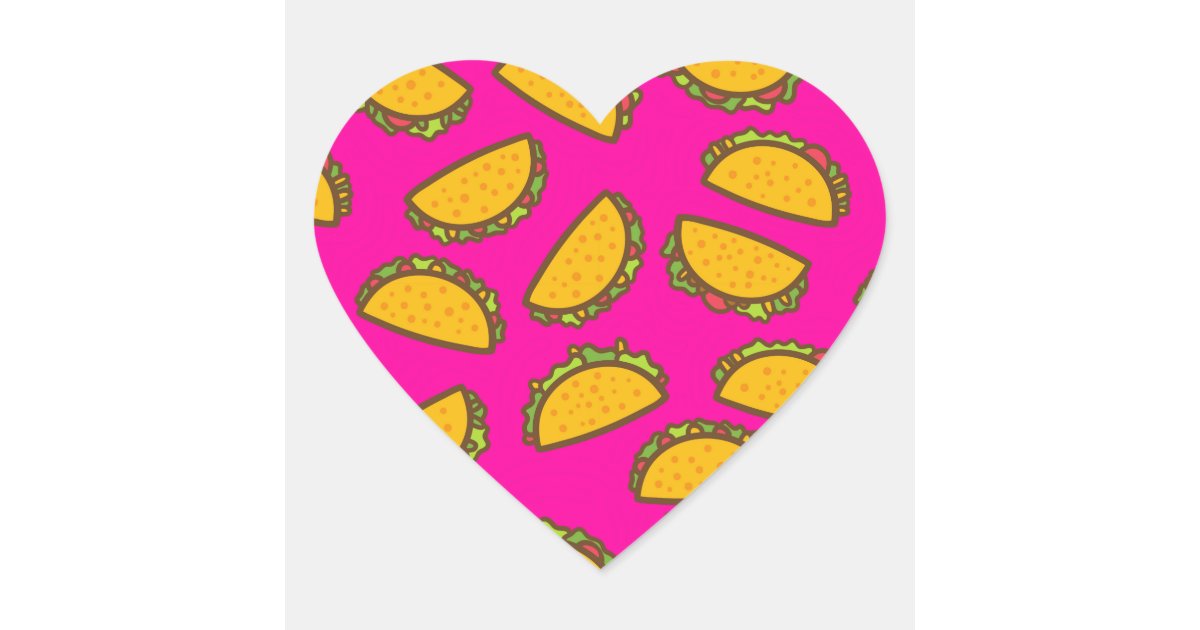 pink tacos heart sticker | Zazzle