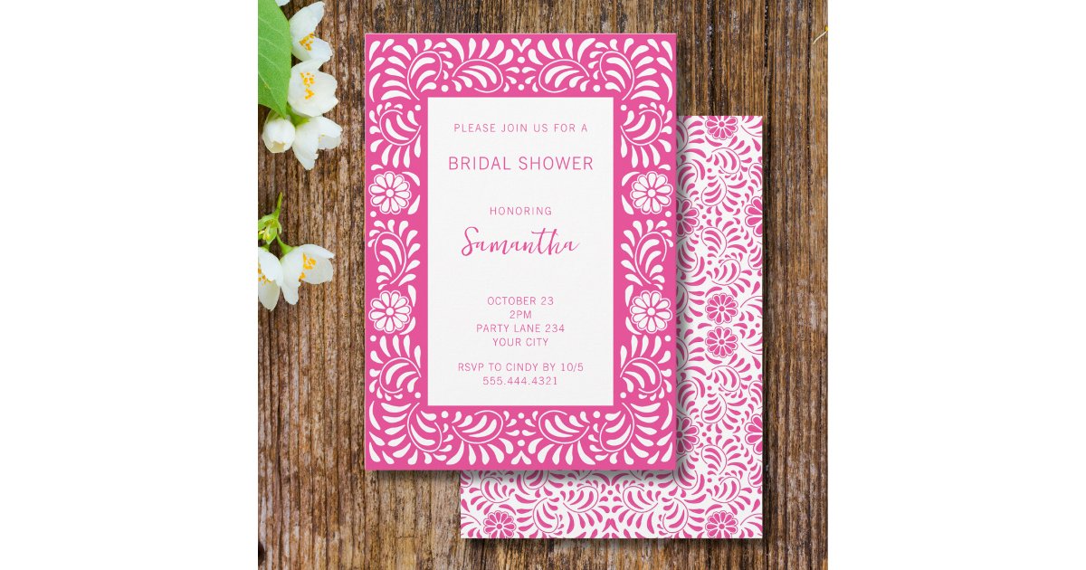 PINK TALAVERA BRIDAL SHOWER INVITATION | Zazzle