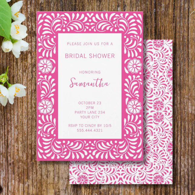 PINK TALAVERA BRIDAL SHOWER INVITATION | Zazzle