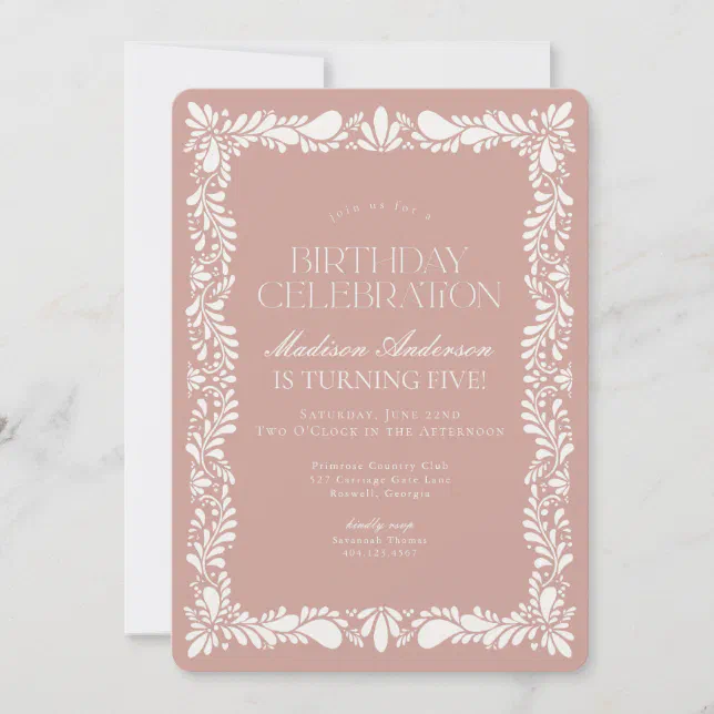 Pink Talavera Tile Spanish Fiesta Birthday Party Invitation | Zazzle