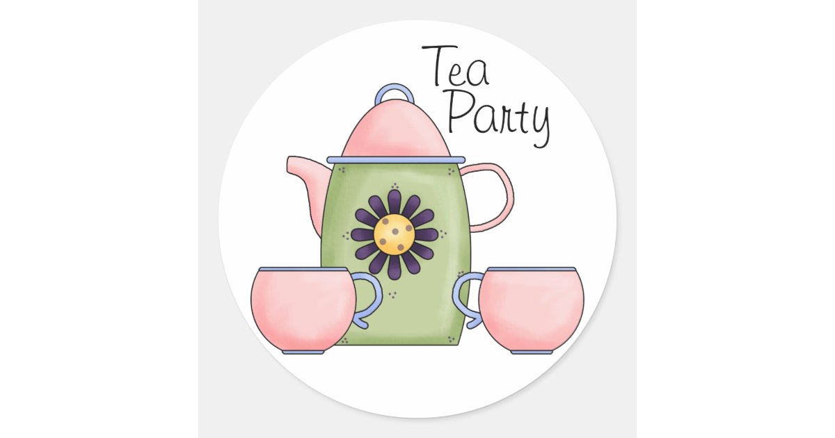 Pink Tea Party - Customized Classic Round Sticker | Zazzle