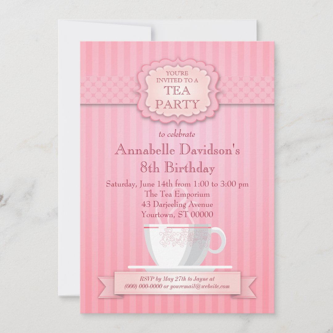Pink Tea Party Invitation | Zazzle