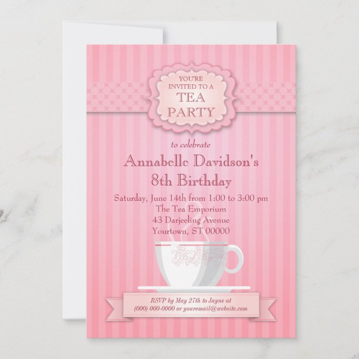 Pink Tea Party Invitation | Zazzle