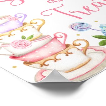 Pink Tea Party Sweets & Treats Birthday Sign | Zazzle