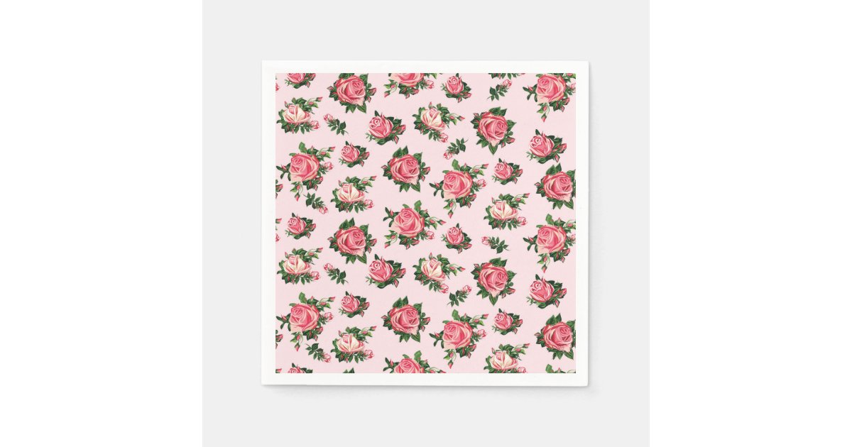 Pink Tea Roses Paper Napkins | Zazzle