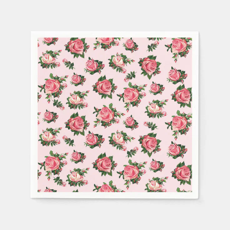 Pink Tea Roses Paper Napkins | Zazzle
