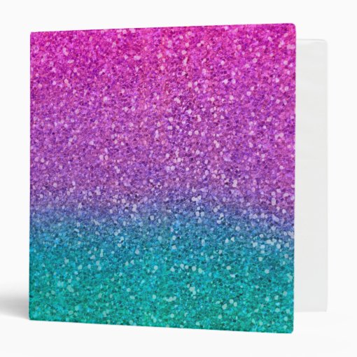 Pink Teal Aqua Blue & Purple Sparkly Glitter 3 Ring Binder | Zazzle