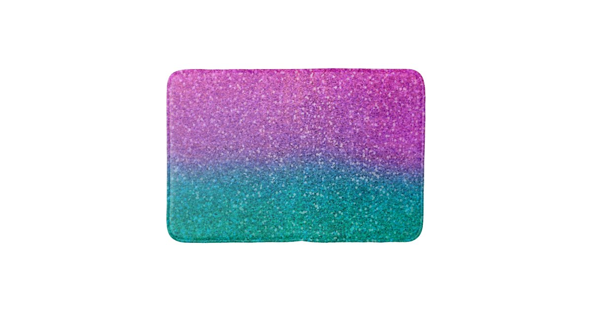 Pink Teal Aqua Blue & Purple Sparkly Glitter Bath Mat | Zazzle