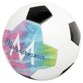 Pink Teal Tie Dye Name and Initial Personalized Soccer Ball | Zazzle