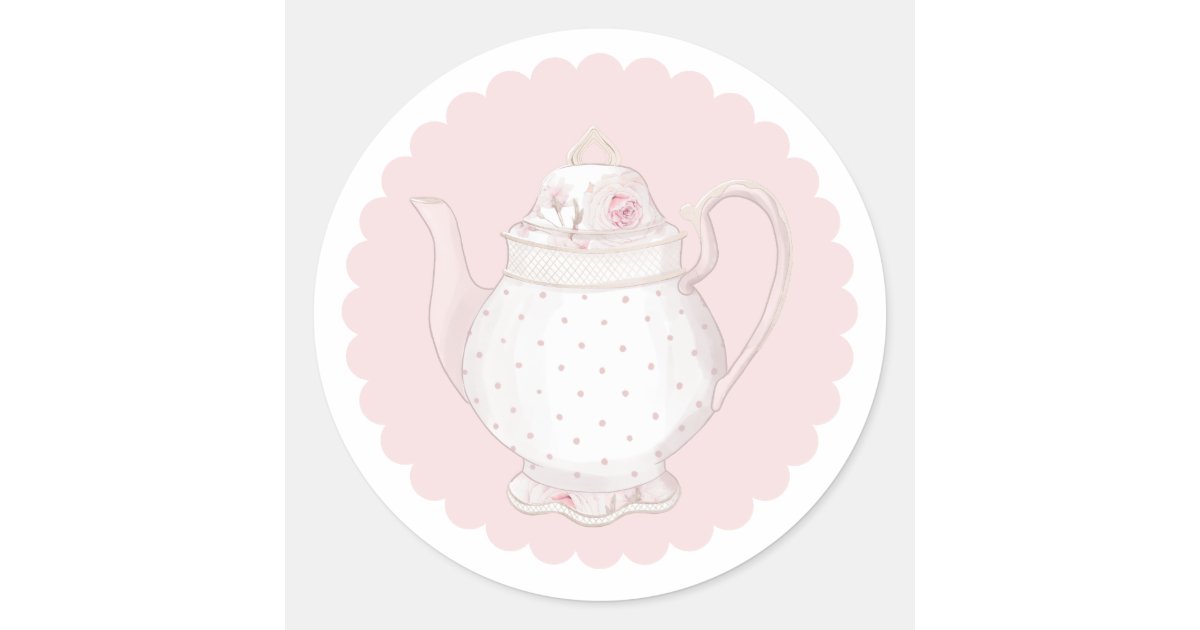 Pink Teapot Classic Round Sticker | Zazzle