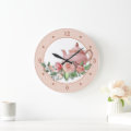 Pink Teapot Floral Large Clock | Zazzle
