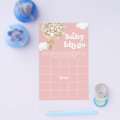 Pink Teddy Bear Balloons Baby Shower Game BINGO Flyer | Zazzle