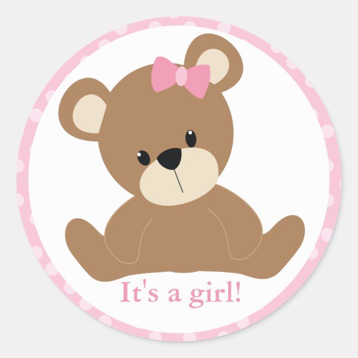 Pink Teddy Bear Classic Round Sticker | Zazzle
