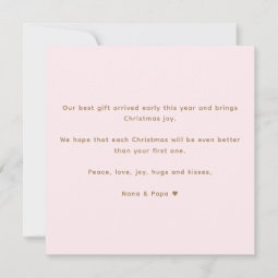 Pink Teddy Bear Girl First Christmas Card | Zazzle