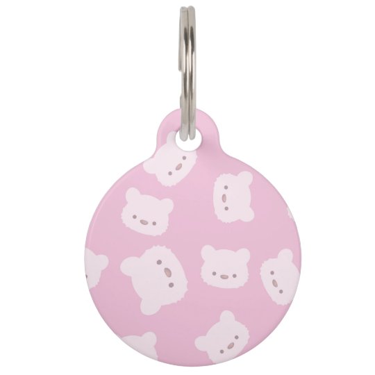 Pink Teddy Bear Pattern Pet Name Tag | Zazzle.com