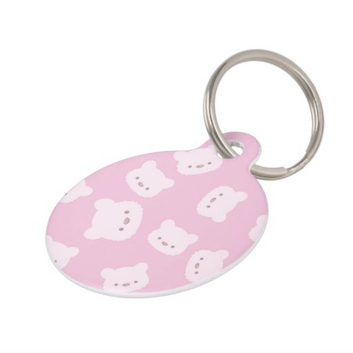 Pink Teddy Bear Pattern Pet Name Tag | Zazzle