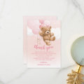 Pink Teddy Bear with Balloons Thank You Card | Zazzle