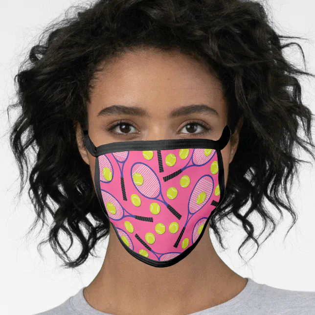 Pink Tennis Balls Racket Sports Face Mask | Zazzle