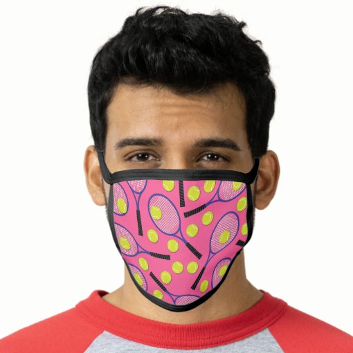 Pink Tennis Balls Racket Sports Face Mask | Zazzle