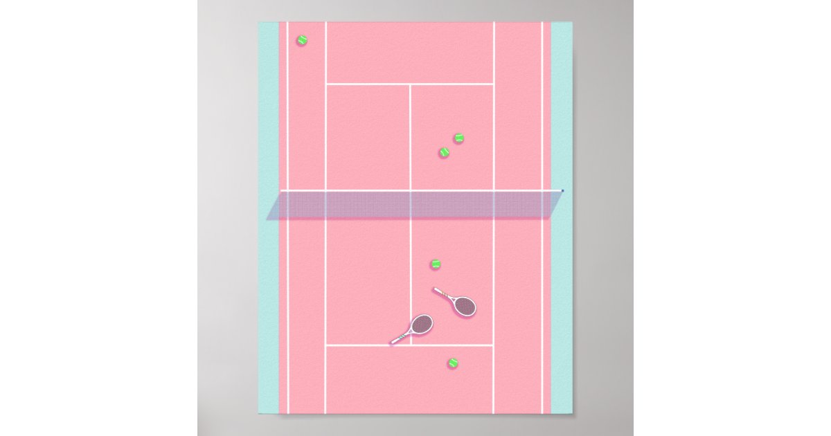 Pink Tennis Court Preppy Modern Tennis Player Poster | Zazzle