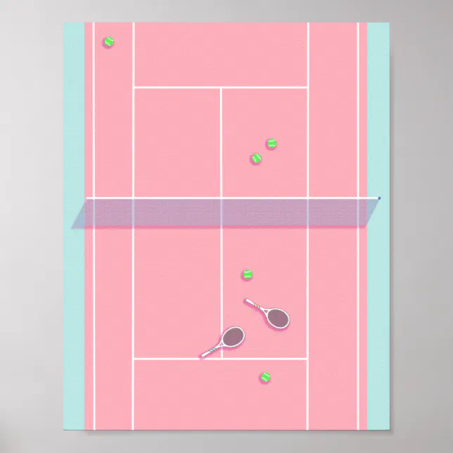Pink Tennis Court Preppy Modern Tennis Player Poster | Zazzle