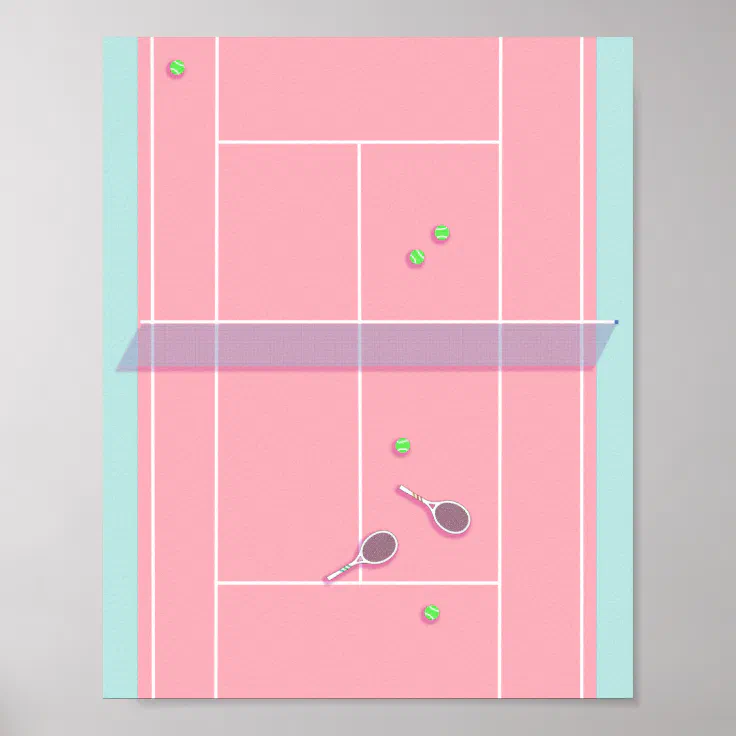 Pink Tennis Court Preppy Modern Tennis Player Poster | Zazzle