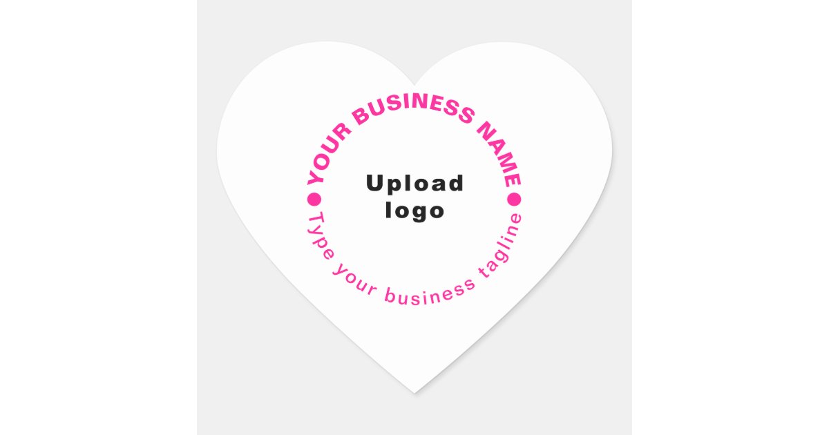 Pink Texts Business Tagline on Heart Shape Sticker | Zazzle