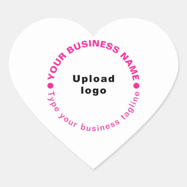 Pink Texts Business Tagline on Heart Shape Sticker | Zazzle