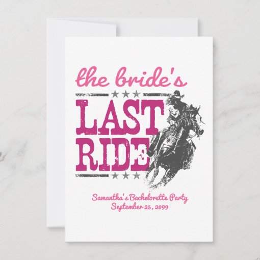Pink The Bride's Last Ride Invitation | Zazzle