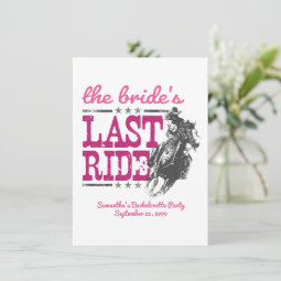 Pink The Bride's Last Ride Invitation | Zazzle