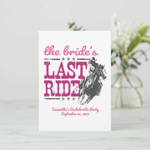 Pink The Bride's Last Ride Invitation | Zazzle