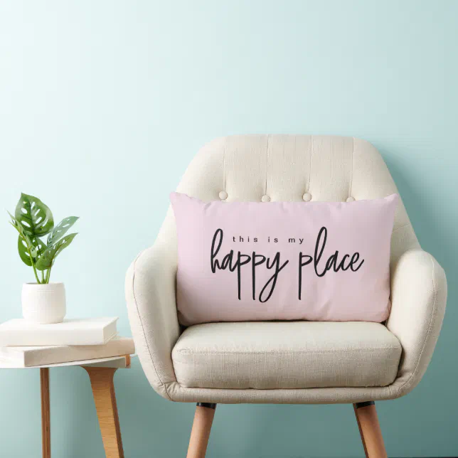Pink This is my Happy Place Modern Simple dorm Lumbar Pillow | Zazzle