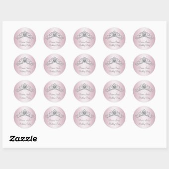 Pink Tiara Pink Princess Stickers | Zazzle