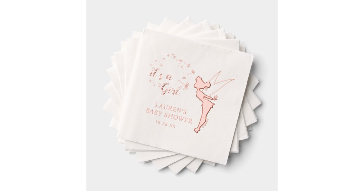Pink Tinker Bell Baby Shower Foil Napkins | Zazzle