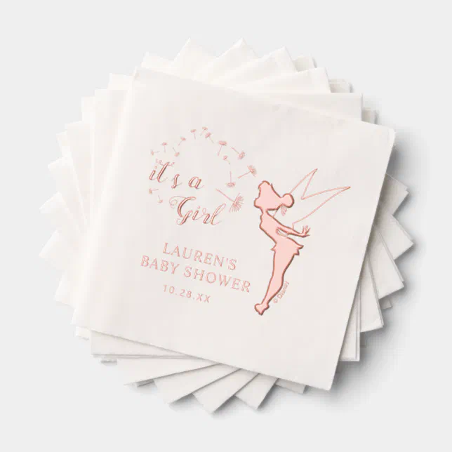 Pink Tinker Bell Baby Shower Foil Napkins | Zazzle